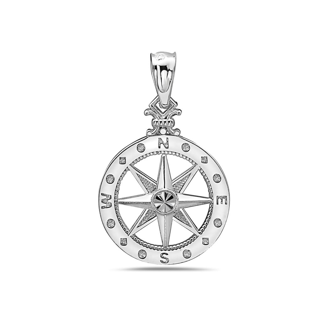 Small Compass Rose Sterling Silver Pendant – The Bronze Lady