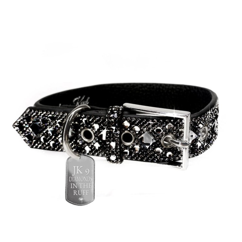 Diamonds In The Ruff Dog Collar Black Medium – The Bronze Lady
